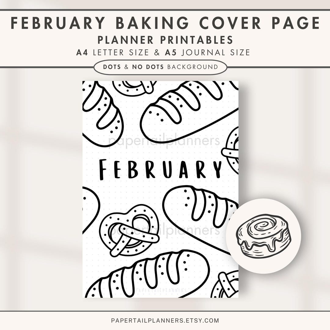 February Baking Cover Page | Printable Journal Page | Monthly Cover ...