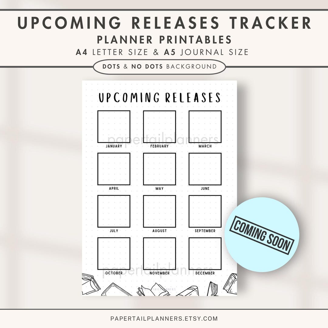 Upcoming Releases Book Tracker | Printable Journal Page | Reading ...