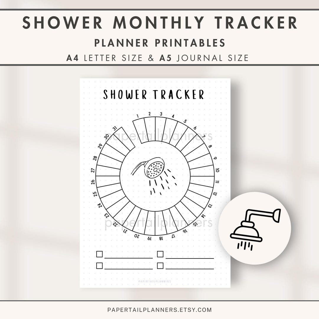 Shower Tracker Printable Journal Page Planner Page Daily Tracker Hair ...