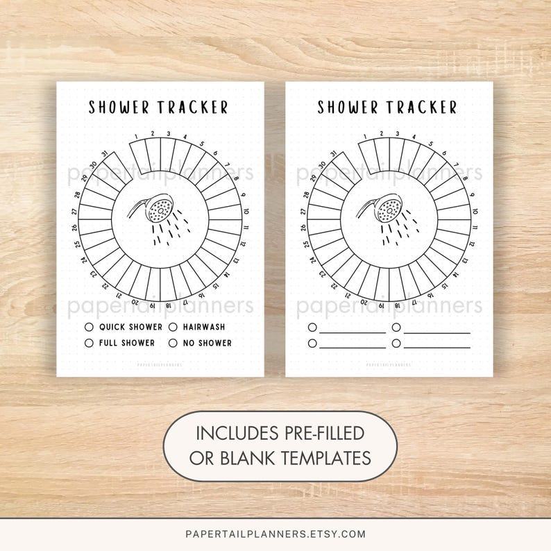 Shower Tracker Printable Journal Page Planner Page Daily Tracker Hair ...