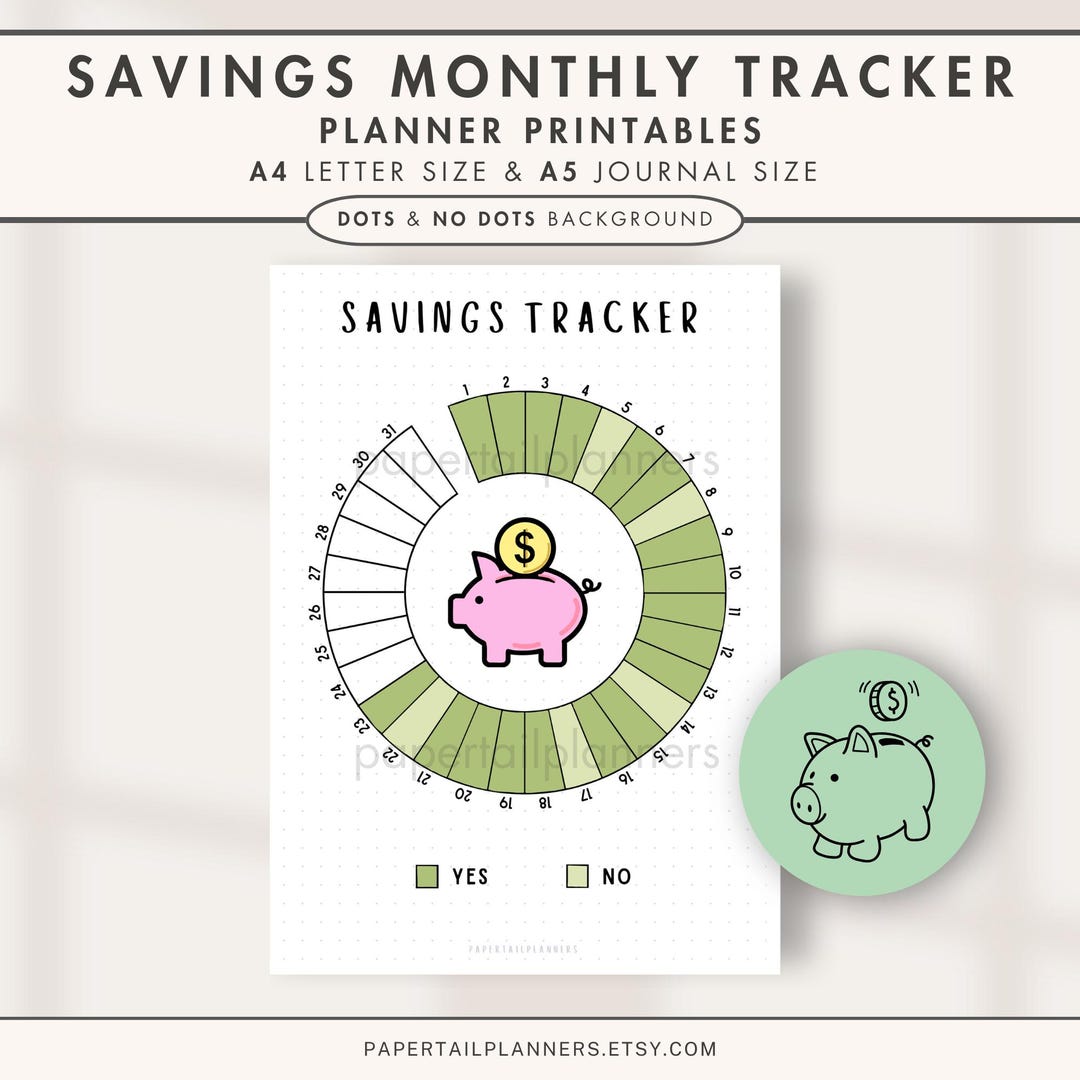 Savings Tracker | Printable Journal Page | Savings Log | Habit Tracker ...