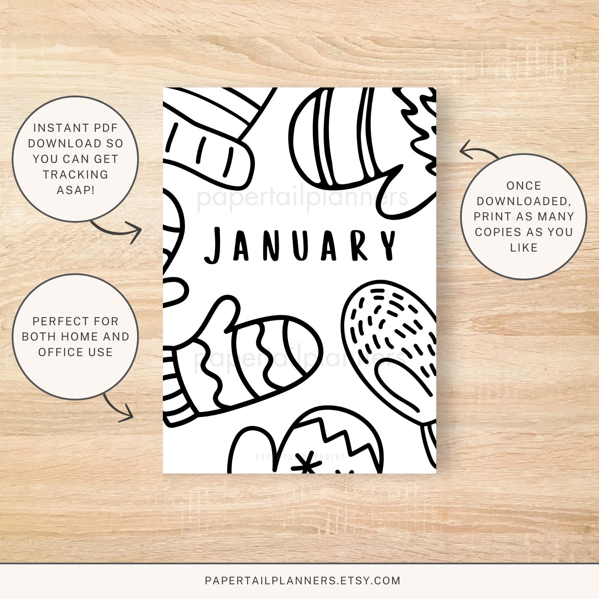 January Mittens Cover Page | Printable Journal Page | Monthly Cover ...