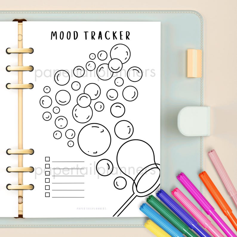 Bubbles Mood Tracker | Printable Journal Page | Planner Page | Feelings ...