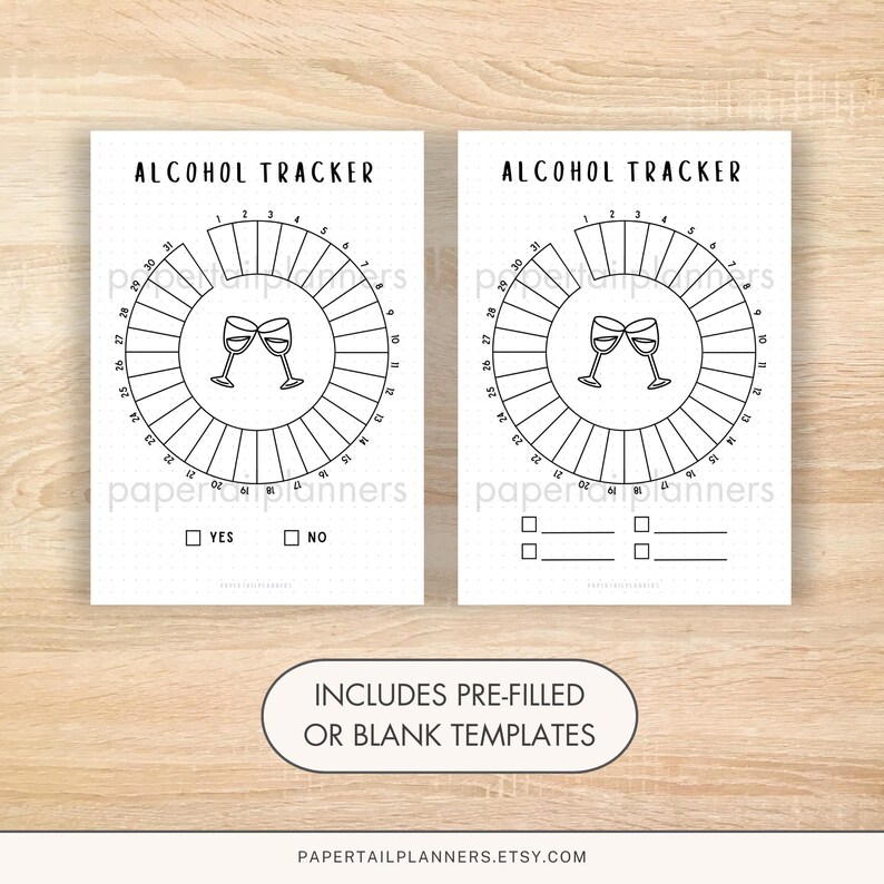 Alcohol Tracker | Printable Journal Page | Planner Page | Monthly ...