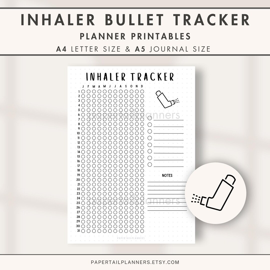 Inhaler Tracker Printable Journal Page Asthma Log Health Tracker Asthma ...