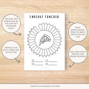Takeout Tracker | Printable Journal Page | Food Log | Eating Tracker ...