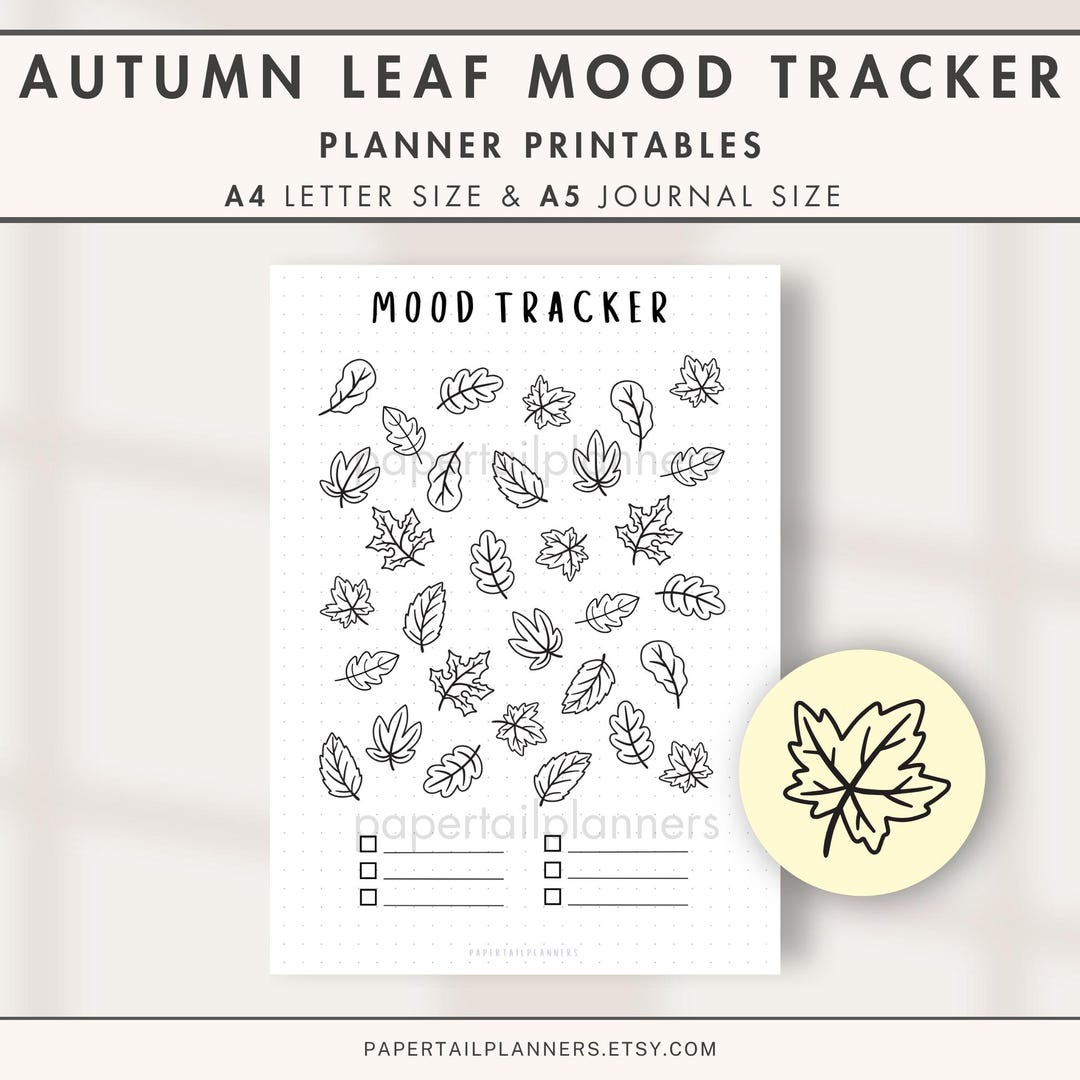 Autumn Leaves Mood Tracker Printable Journal Page Planner Page Feelings ...