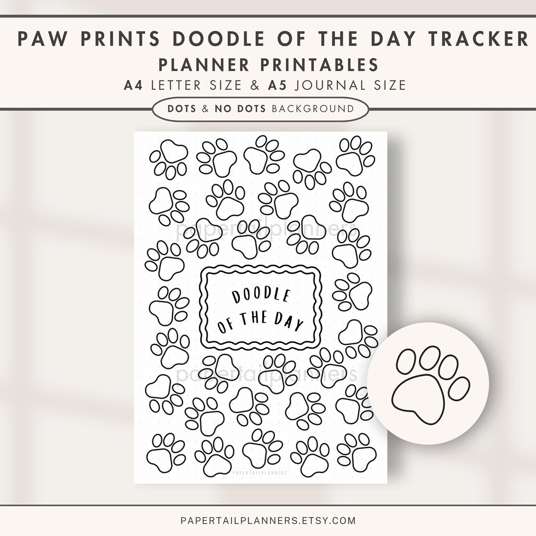 Paw Print Doodle of the Day | Printable Journal Page | Drawing of the ...