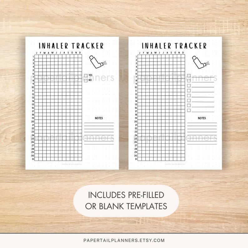 Inhaler Tracker | Printable Journal Page | Asthma Log | Health Tracker ...