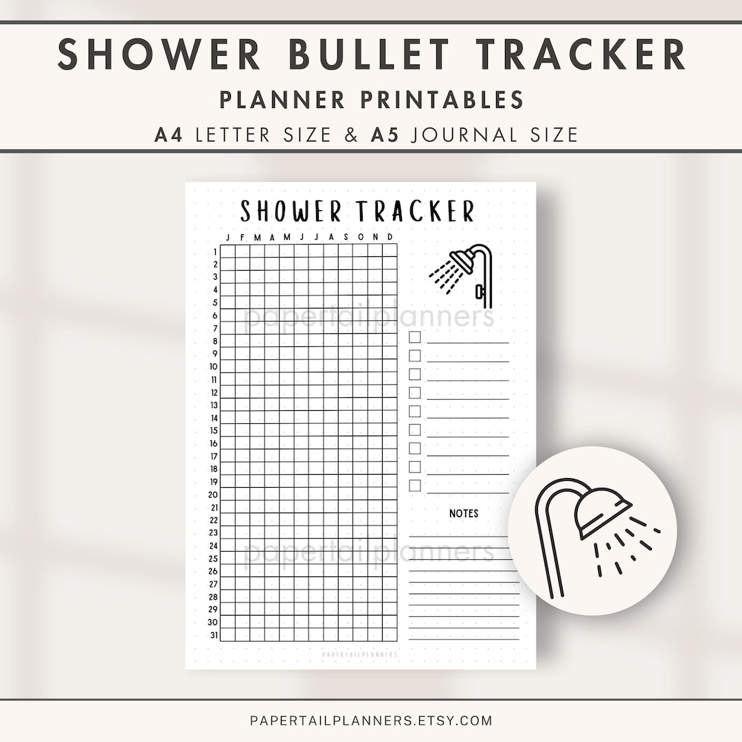 Shower Tracker Printable Journal Page Planner Page Daily Tracker Hair ...