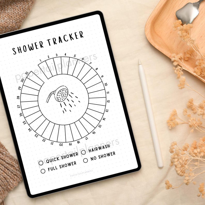 Shower Tracker Printable Journal Page Planner Page Daily Tracker Hair ...