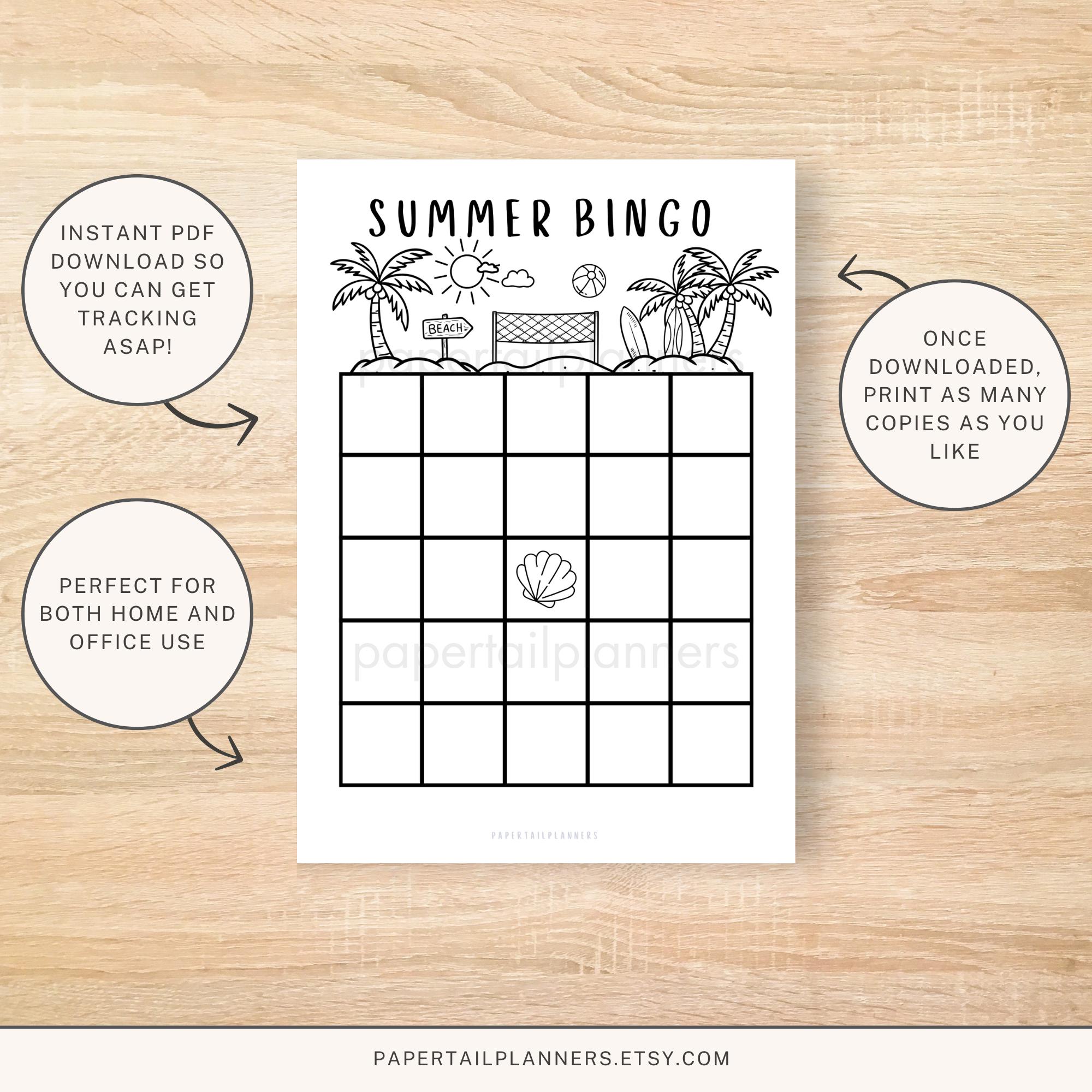 Summer Bingo Tracker: Printable Activity List (A4/A5 Digital Download ...