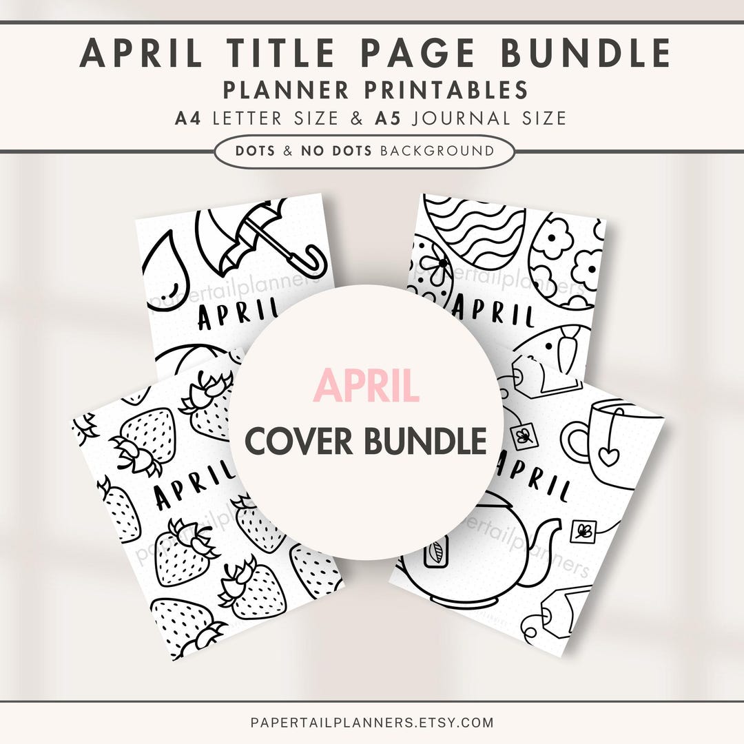 April Cover Pages Bundle | 12 Month Cover Pages | Printable Title Page ...