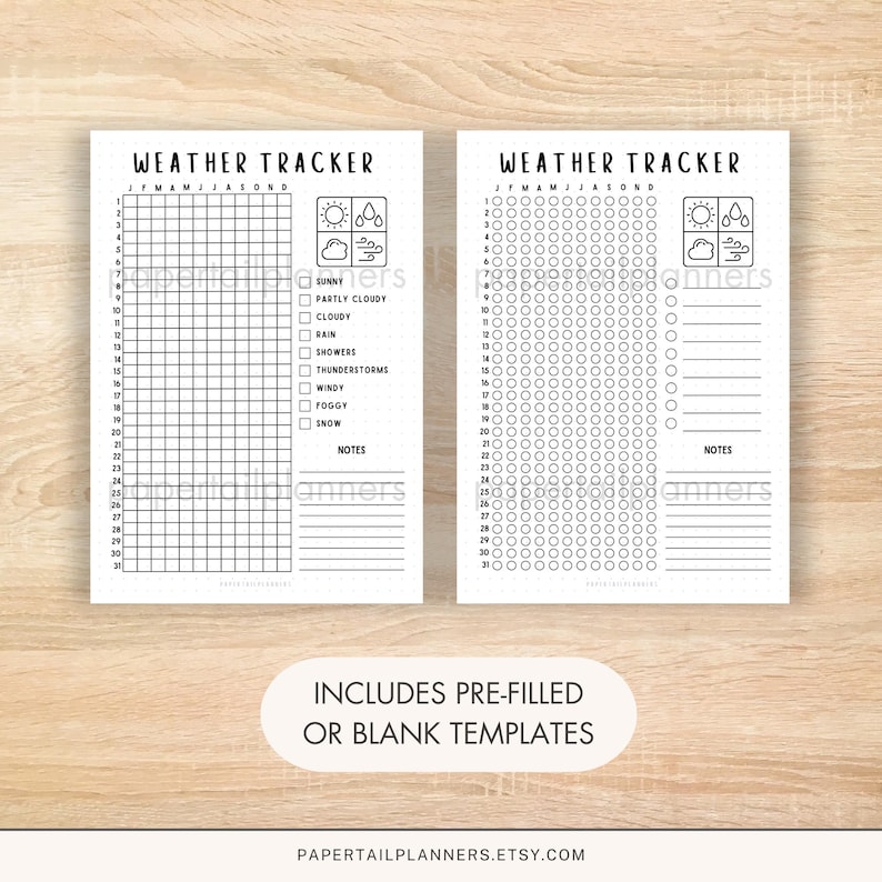 Weather Tracker | Printable Journal Page | Planner Page | Daily Tracker ...