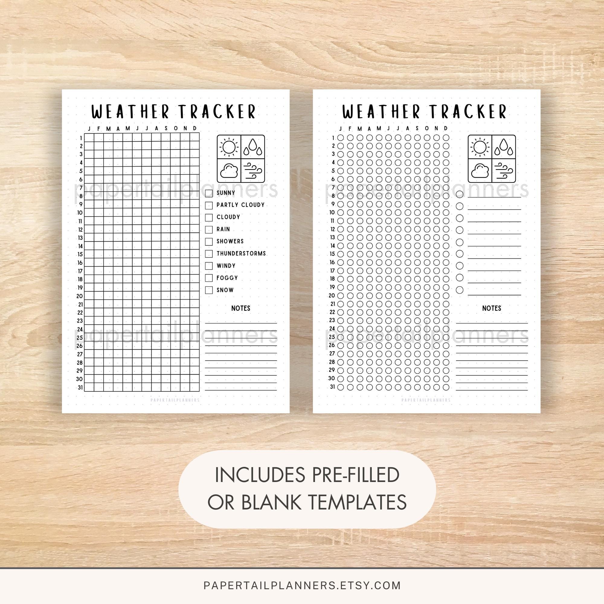 Weather Tracker | Printable Journal Page | Planner Page | Daily Tracker ...