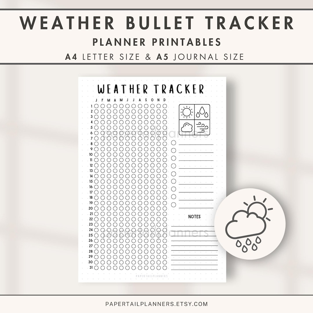 Weather Tracker Printable Journal Page Planner Page Daily Tracker ...
