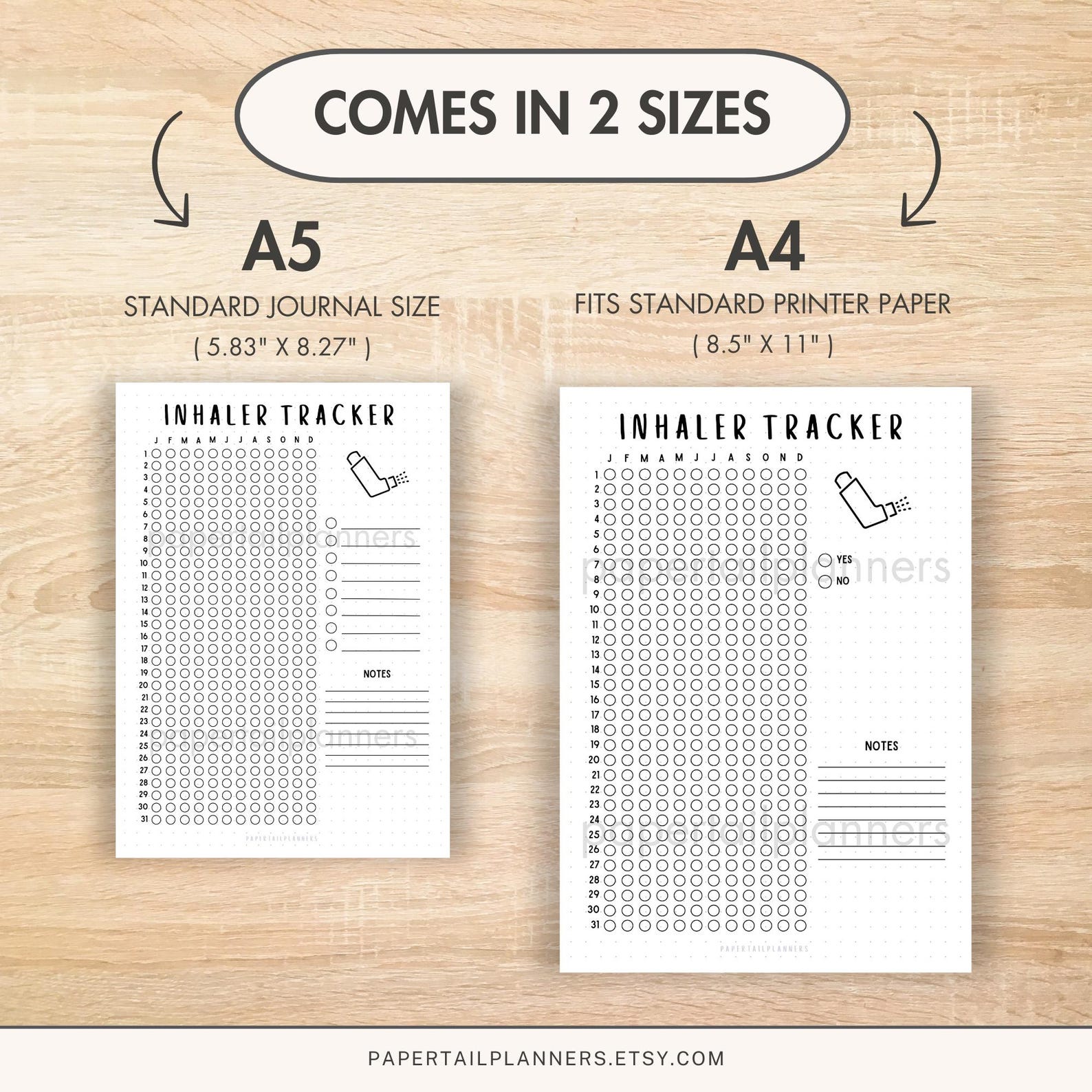 Inhaler Tracker | Printable Journal Page | Asthma Log | Health Tracker ...