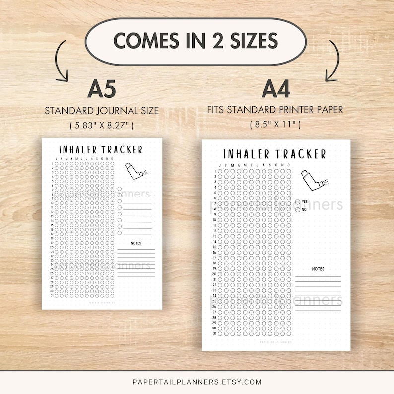 Inhaler Tracker | Printable Journal Page | Asthma Log | Health Tracker ...