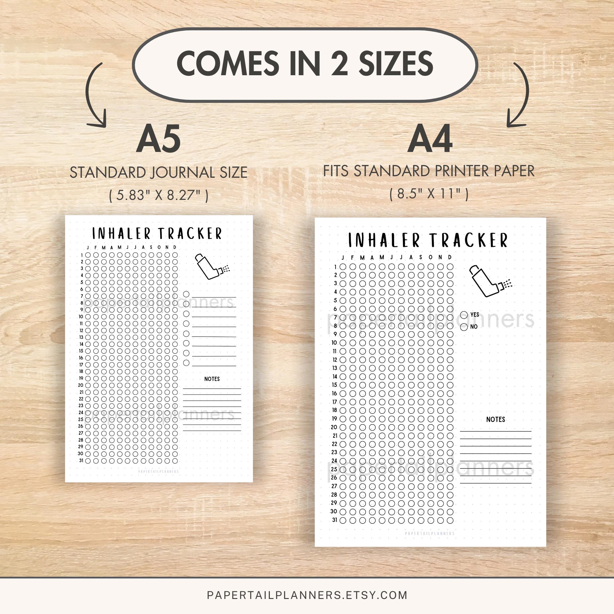 Inhaler Tracker | Printable Journal Page | Asthma Log | Health Tracker ...