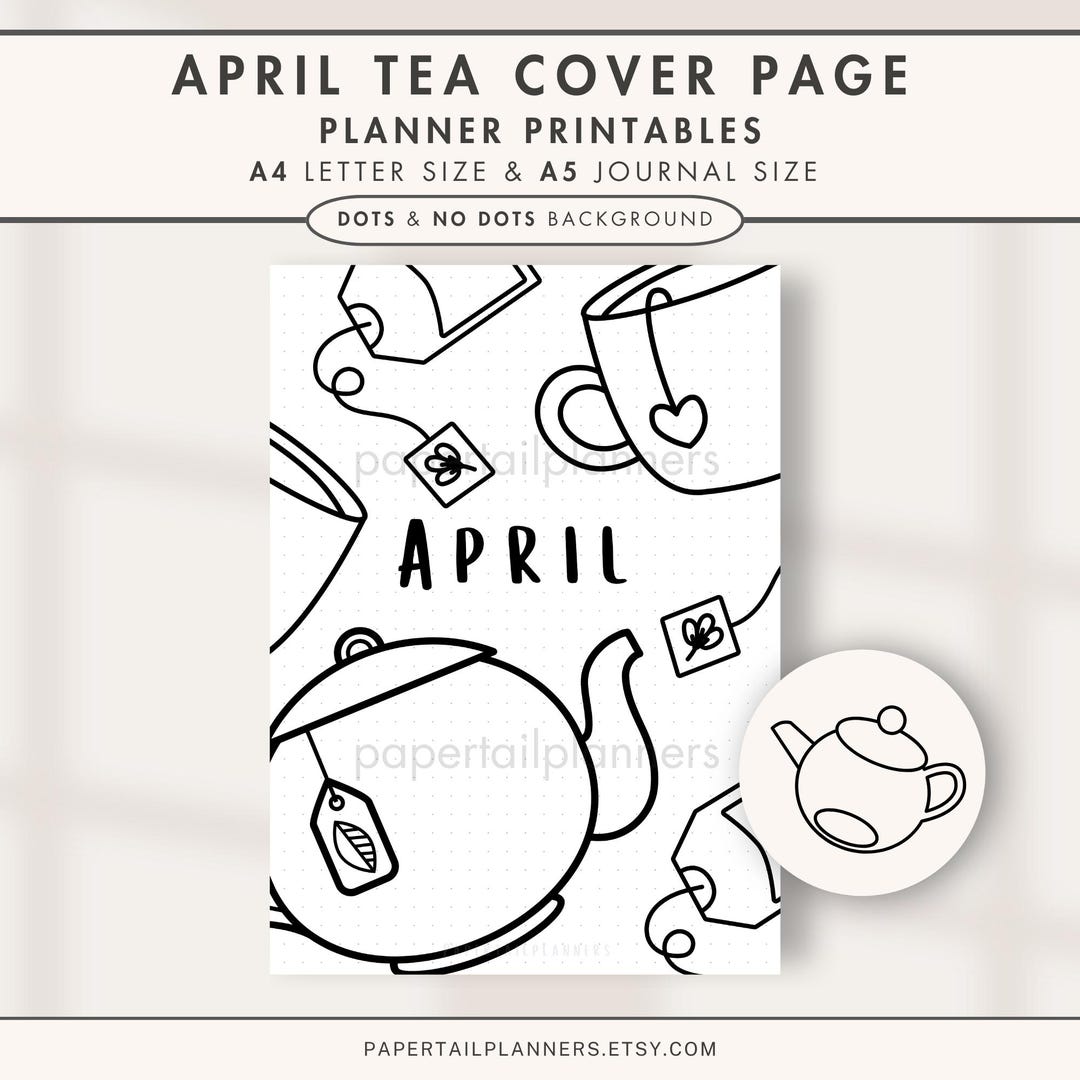 April Tea Cover Page | Printable Journal Page | Monthly Cover Page ...