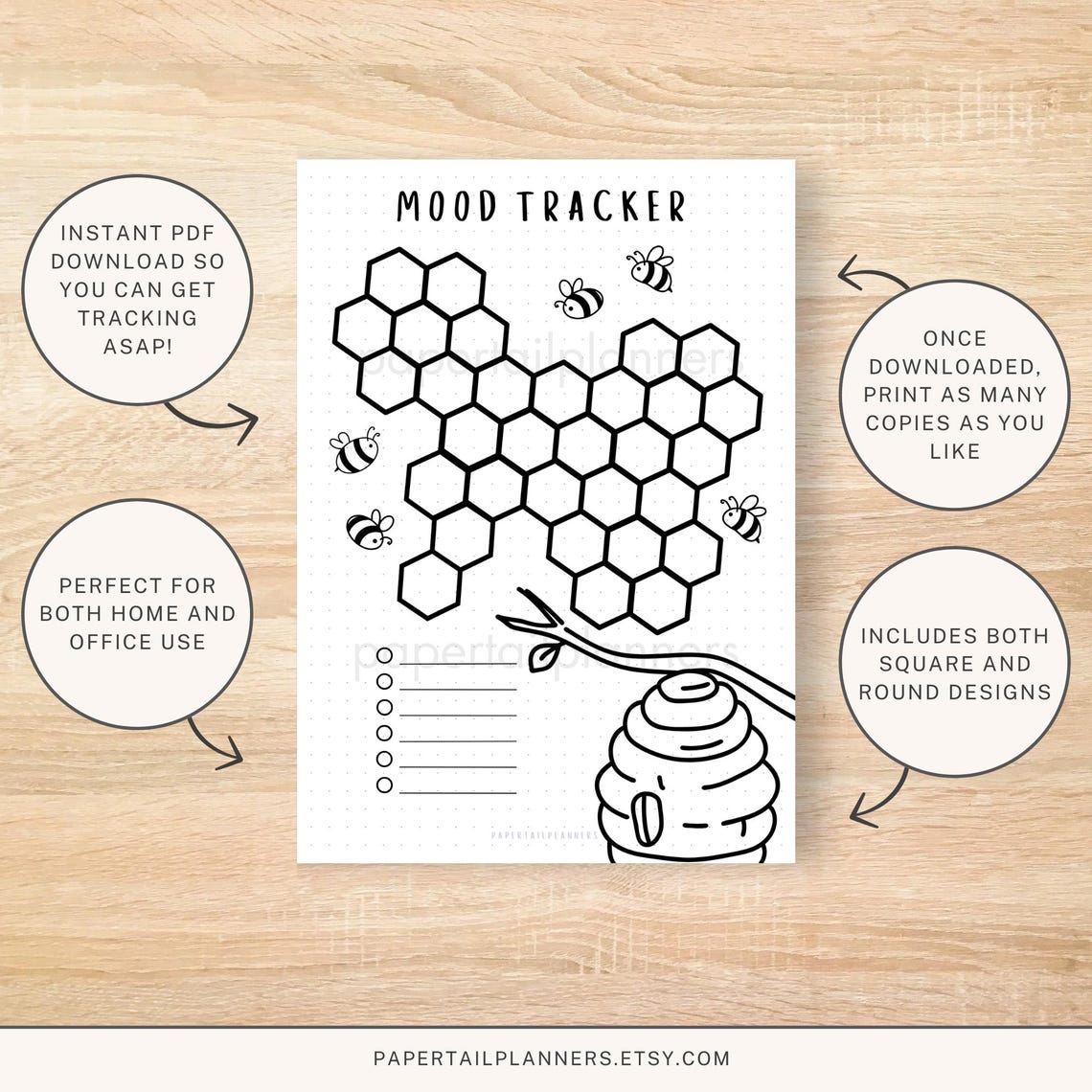 Honeycomb Mood Tracker | Printable Journal Page | Planner Page ...