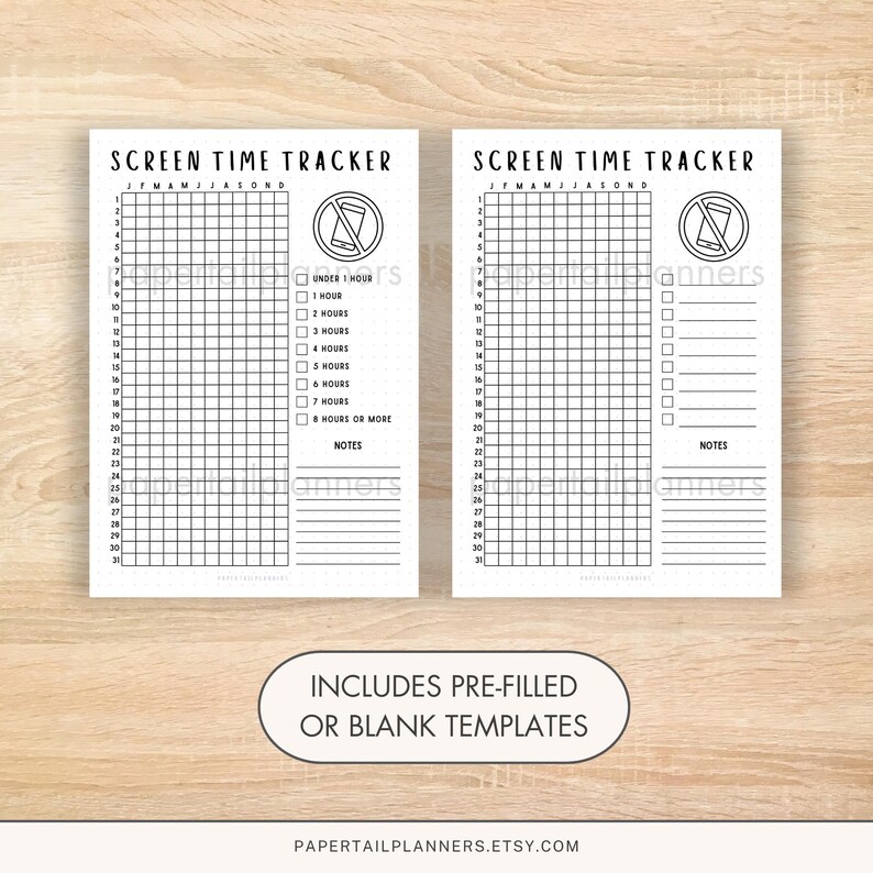 Yearly Screen Time Tracker Printable: Habit & Phone Log (A4/A5 Digital ...