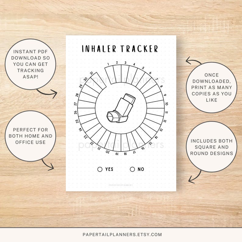Inhaler Tracker | Printable Journal Page | Asthma Log | Health Tracker ...