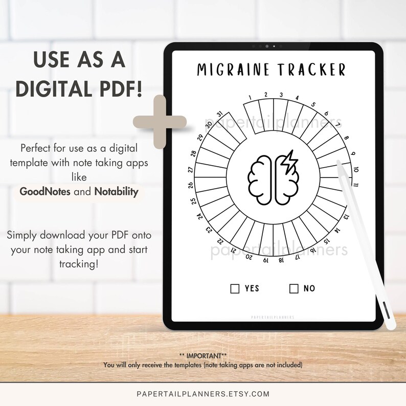 Migraine Tracker | Printable Journal Page | Monthly Tracker | Headache ...