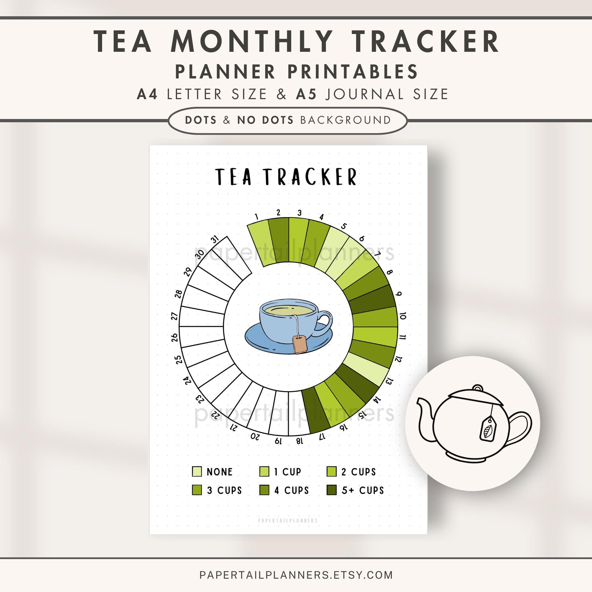 Tea Tracker | Printable Journal Page | Planner Page | Caffeine Tracker ...