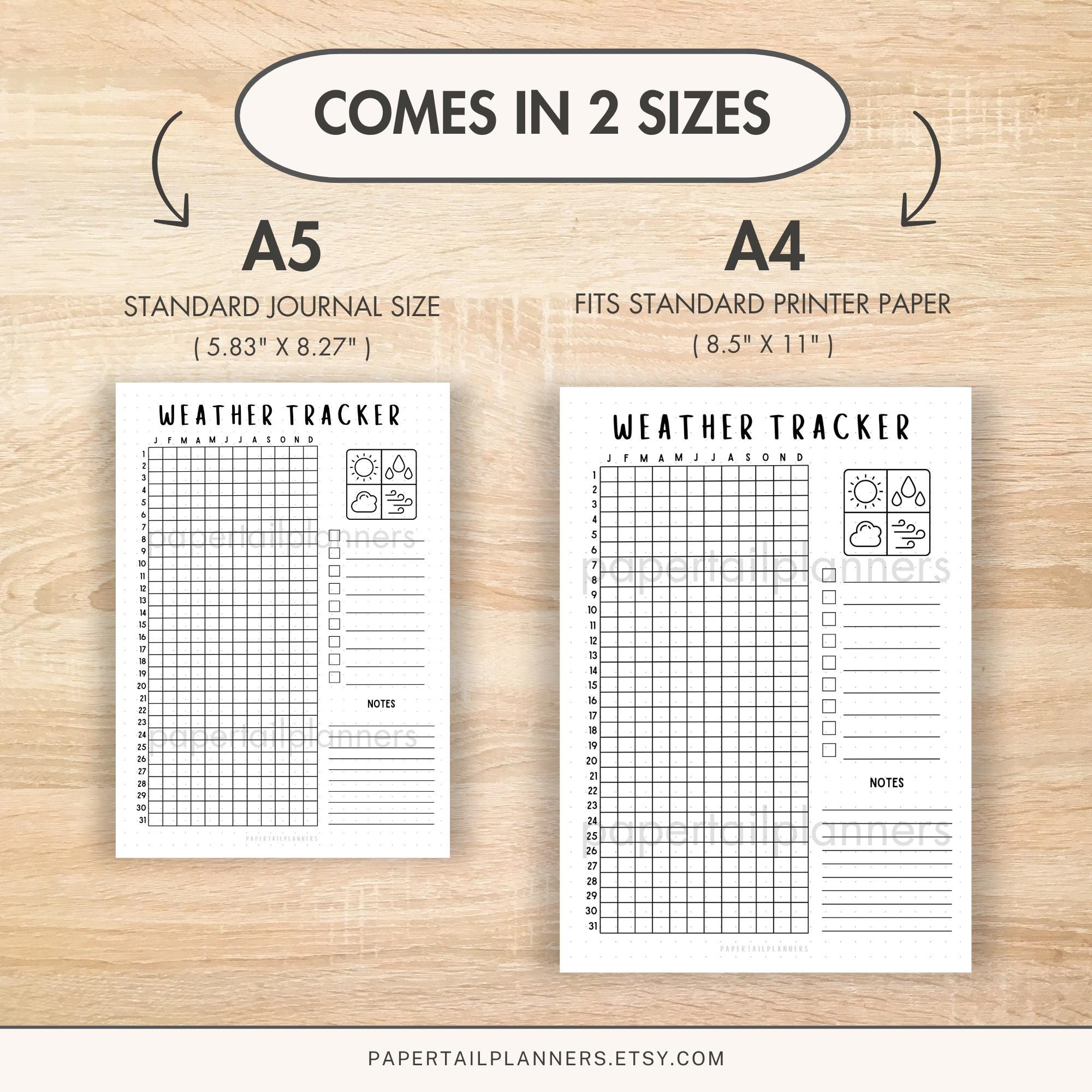 Weather Tracker | Printable Journal Page | Planner Page | Daily Tracker ...