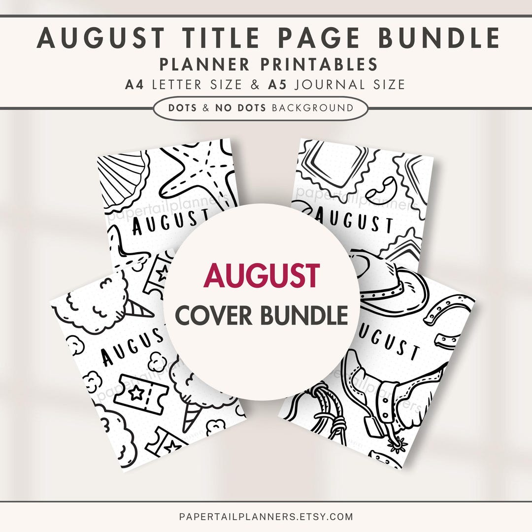 August Cover Pages Bundle | 12 Month Cover Pages | Printable Title Page ...