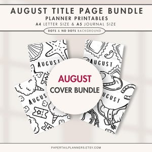 August Cover Pages Bundle | 12 Month Cover Pages | Printable Title Page ...