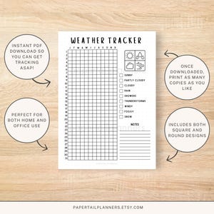 Weather Tracker | Printable Journal Page | Planner Page | Daily Tracker ...