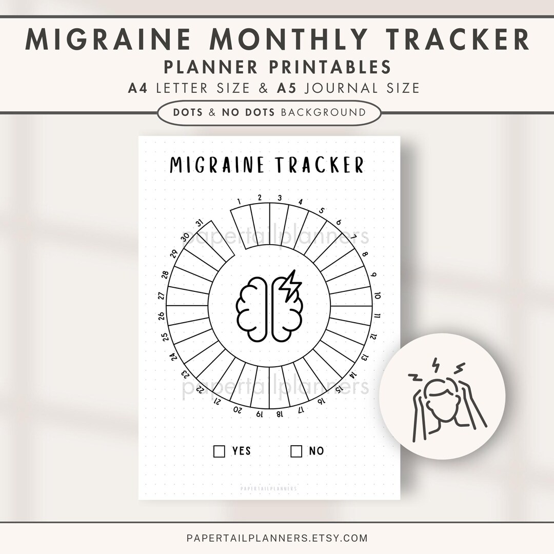 Migraine Tracker Printable Journal Page Monthly Tracker Headache ...