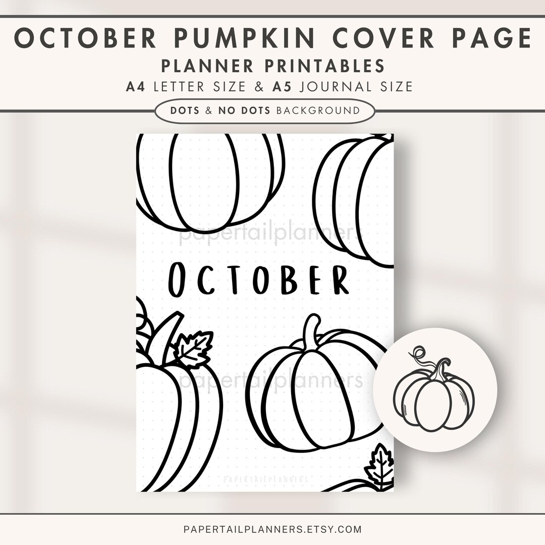 October Pumpkin Cover Page | Printable Journal Page | Monthly Cover ...