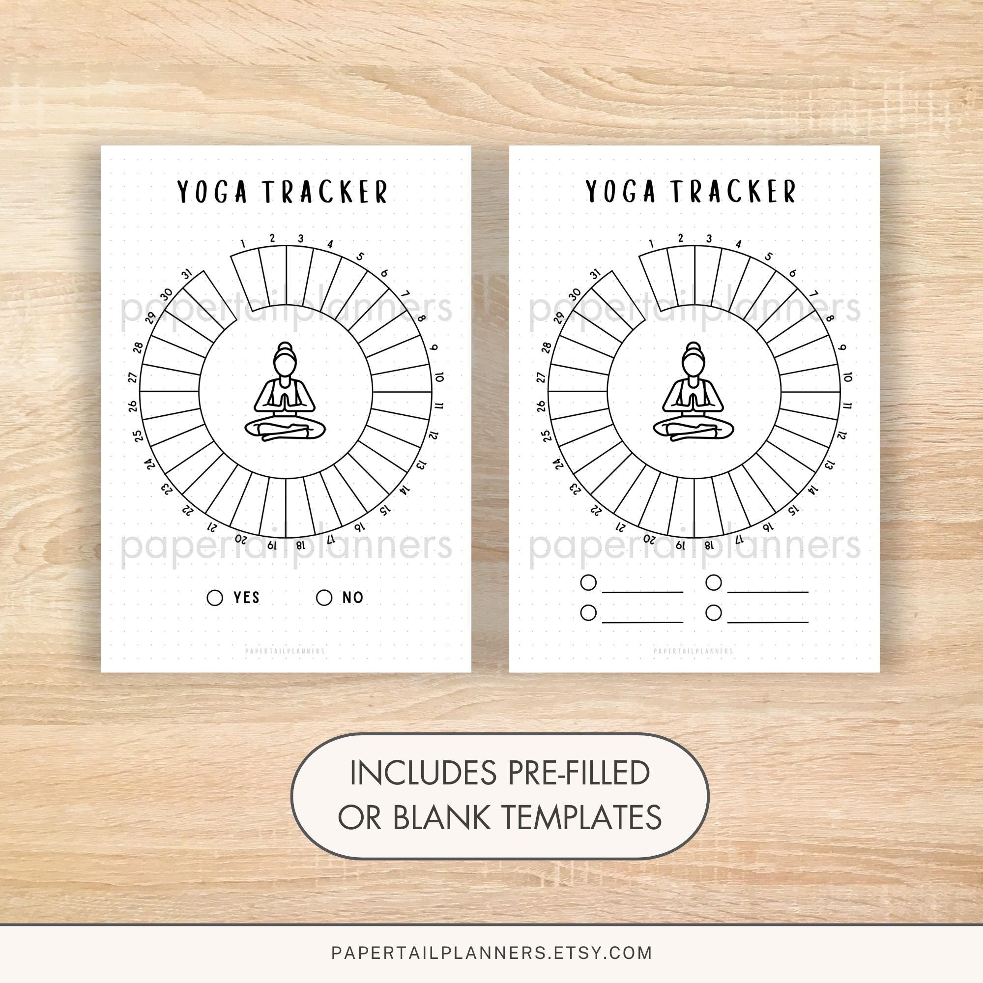 Yoga Tracker Printable Journal Page Fitness Tracker Health Tracker ...