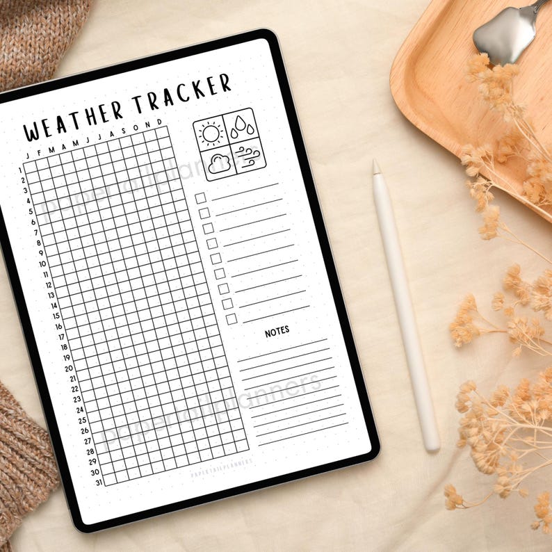 Weather Tracker | Printable Journal Page | Planner Page | Daily Tracker ...