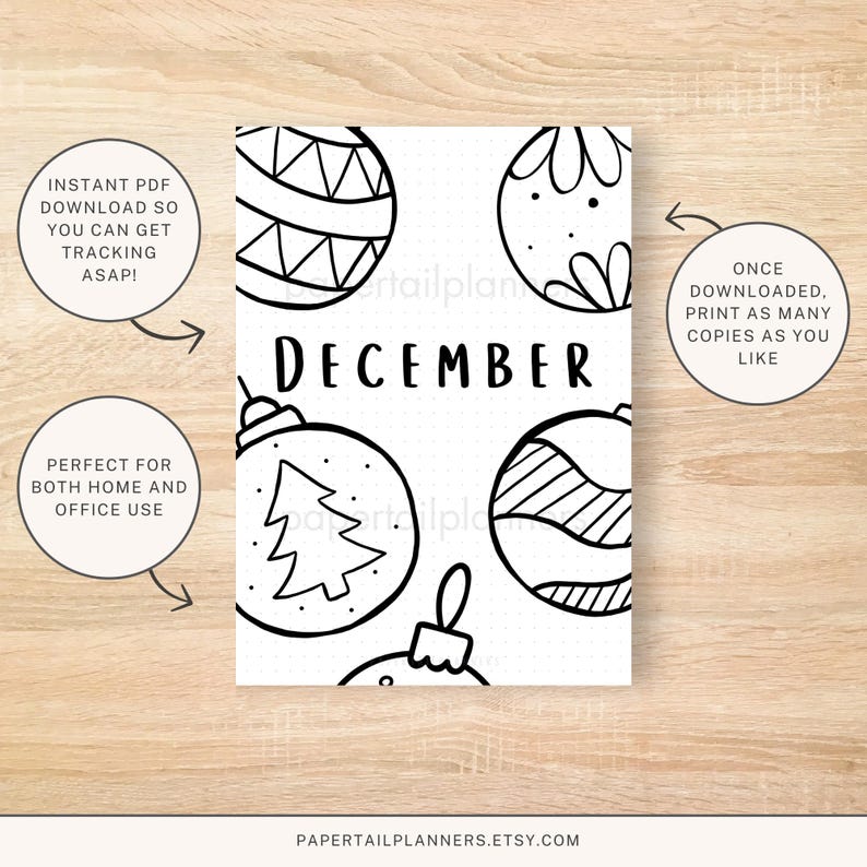 December Ornaments Cover Page | Printable Journal Page | Monthly Cover ...