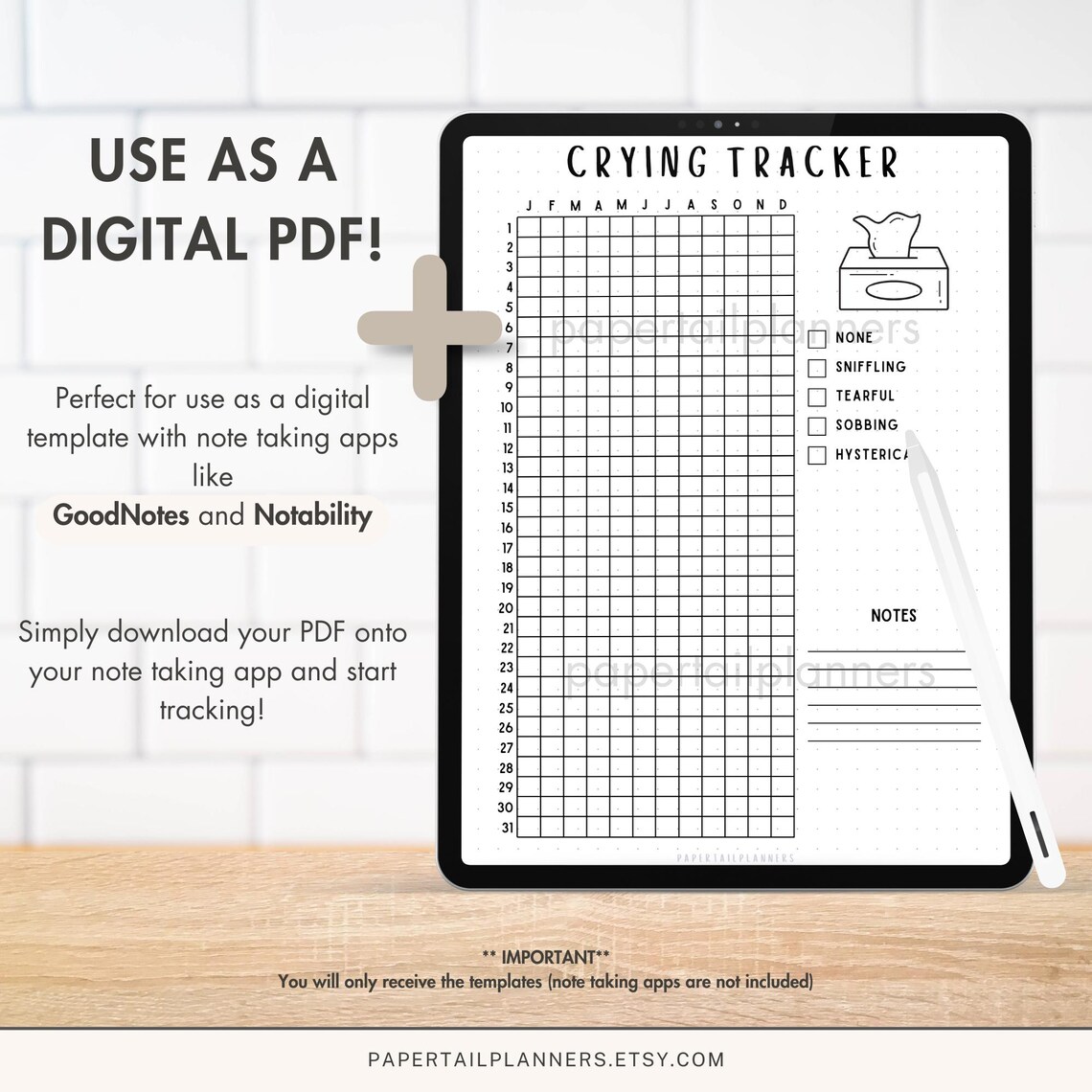 Crying Tracker | Printable Journal Page | Crying Log | Mood Tracker ...