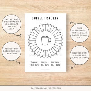 Coffee Tracker | Printable Journal Page | Planner Page | Health Tracker ...