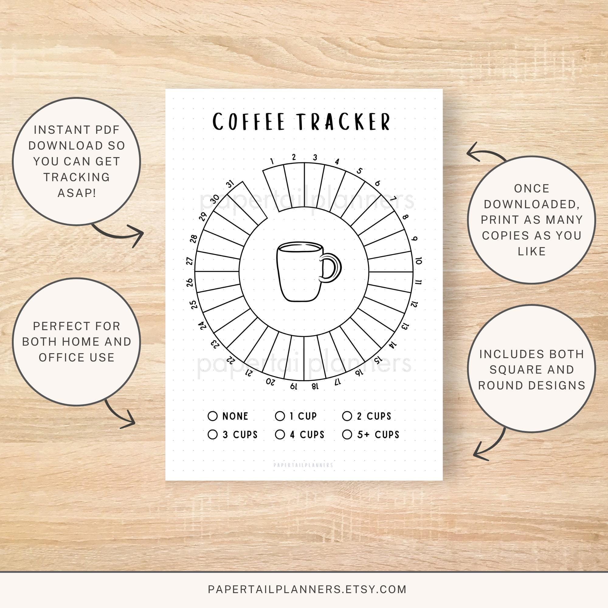 Coffee Tracker | Printable Journal Page | Planner Page | Health Tracker ...