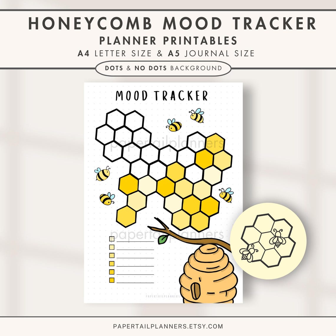 Honeycomb Mood Tracker | Printable Journal Page | Planner Page ...