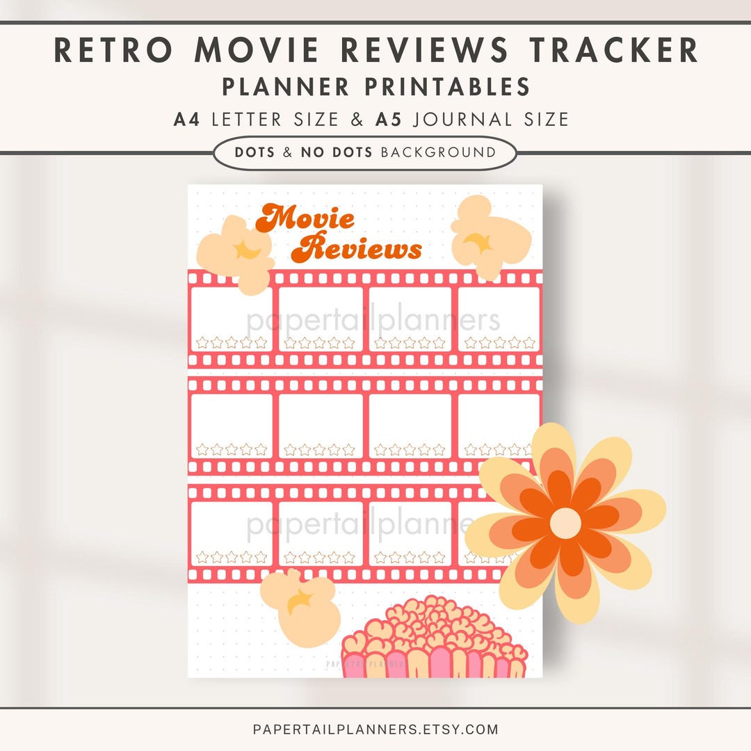 Retro Movie Reviews Tracker | Printable Journal Page | Printable ...