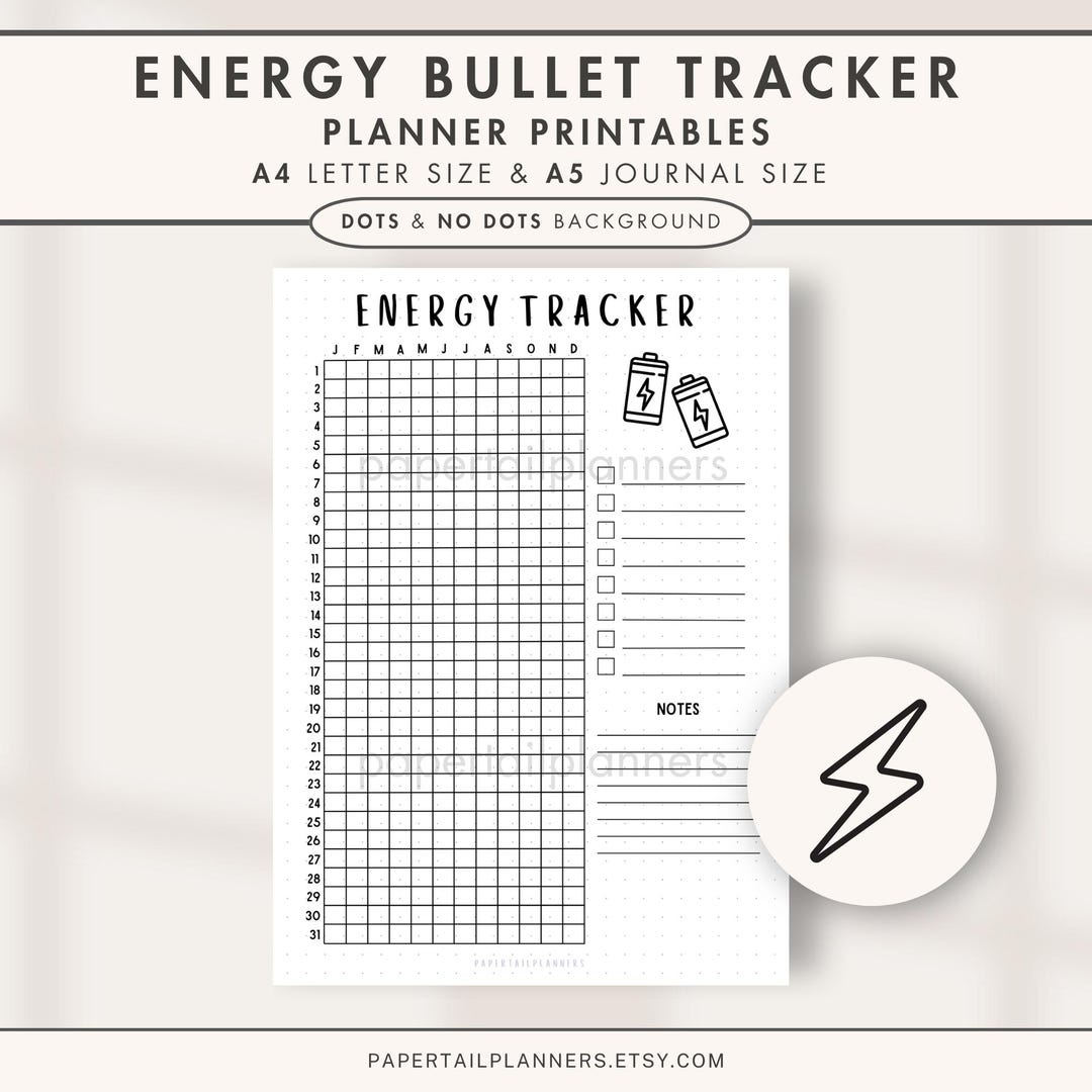 Energy Tracker | Printable Journal Page | Planner Page |daily Tracker ...