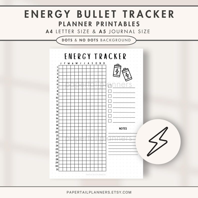Energy Tracker | Printable Journal Page | Planner Page |daily Tracker ...