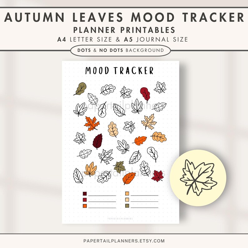Autumn Leaves Mood Tracker | Printable Journal Page | Planner Page ...
