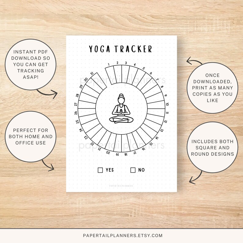Yoga Tracker Printable Journal Page Fitness Tracker Health Tracker ...