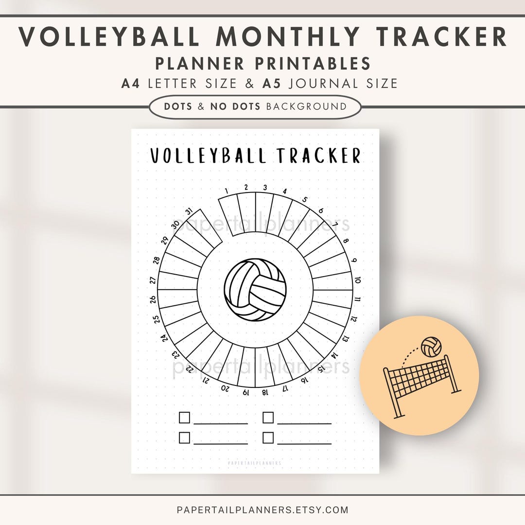 Volleyball Monthly Tracker Printable | A4, A5 Journal (digital Download ...