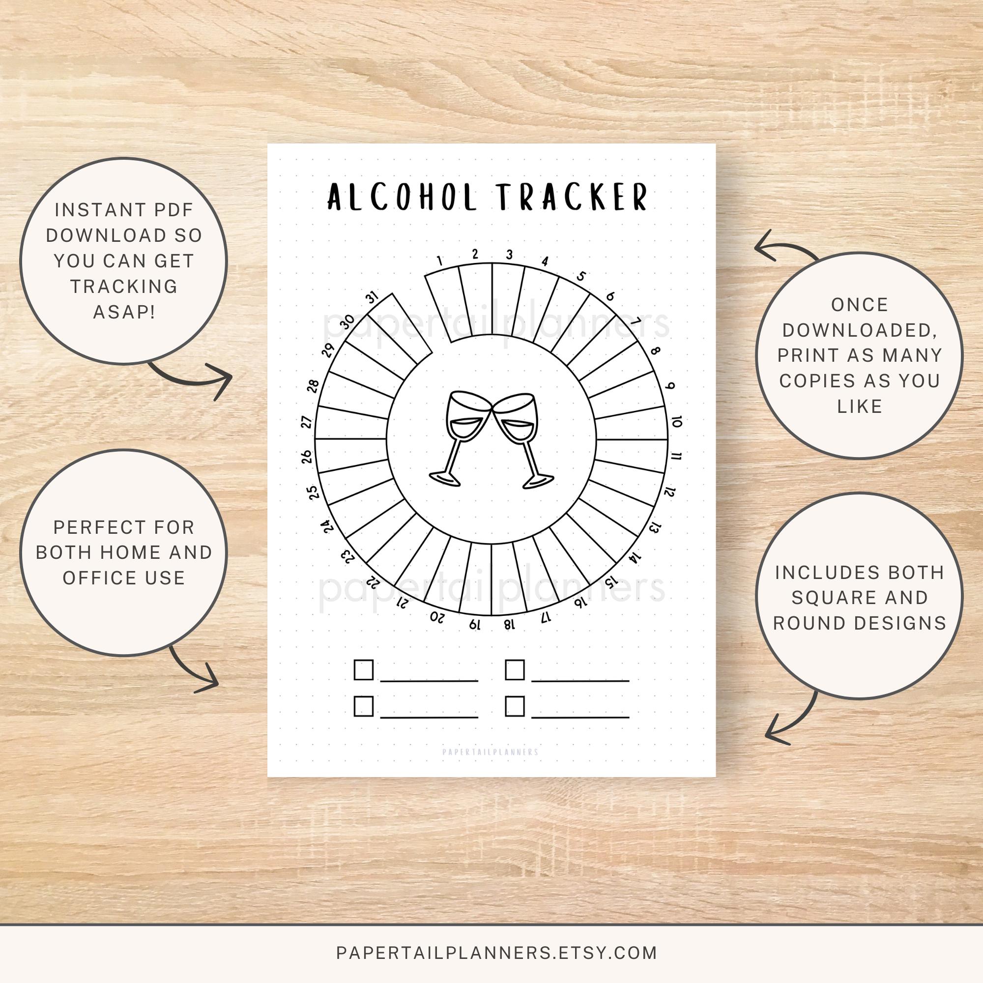 Alcohol Tracker | Printable Journal Page | Planner Page | Monthly ...