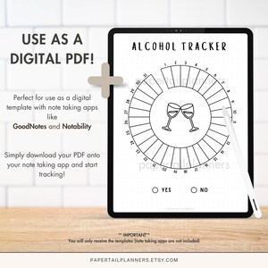 Alcohol Tracker | Printable Journal Page | Planner Page | Monthly ...